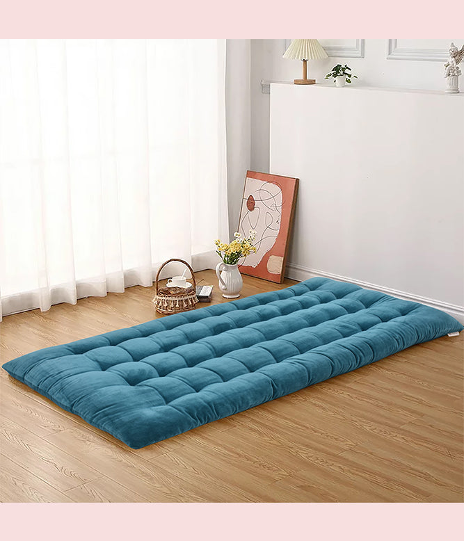 colour blocking velvet futon teal TGW